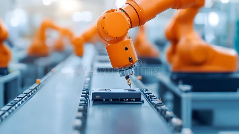 Automated Robotic Arm Precision Manufacturing Electronic Components on ...