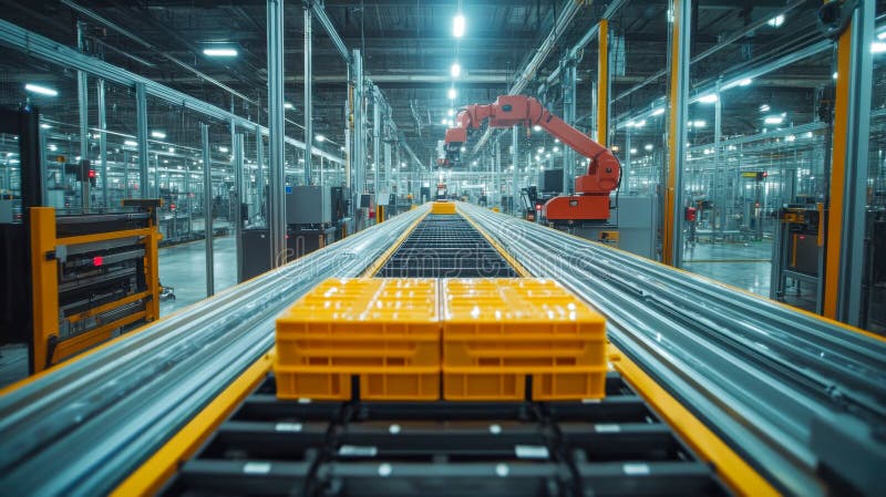 Automated Robotic Arm Sorting Containers in Modern Industrial Warehouse ... Automated Robotic Arm Sorting Containers in Modern Industrial Warehouse ...