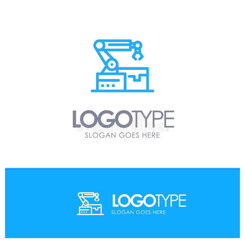 Automated, Robotic, Arm, Technology Blue Outline Logo Place for Tagline ...