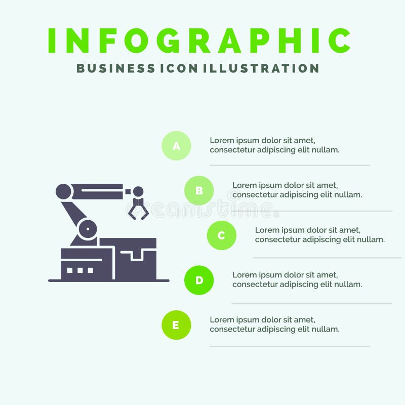 Automated, Robotic, Arm, Technology Solid Icon Infographics 5 Steps ...