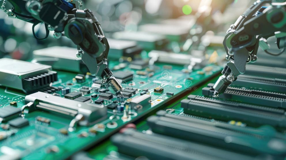 Automated Robotic Arms Assembling PCB Circuits with High Precision on a ...