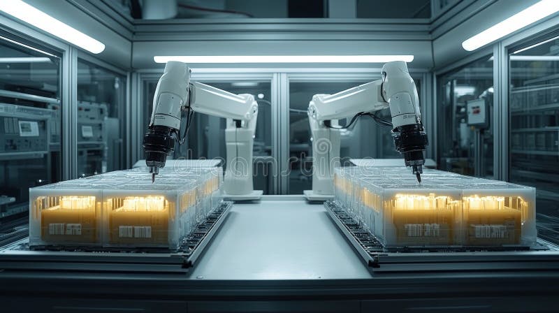 Automated Robotic Assembly for Double Processes Stock Illustration ... Automated Robotic Assembly for Double Processes Stock Illustration ...
