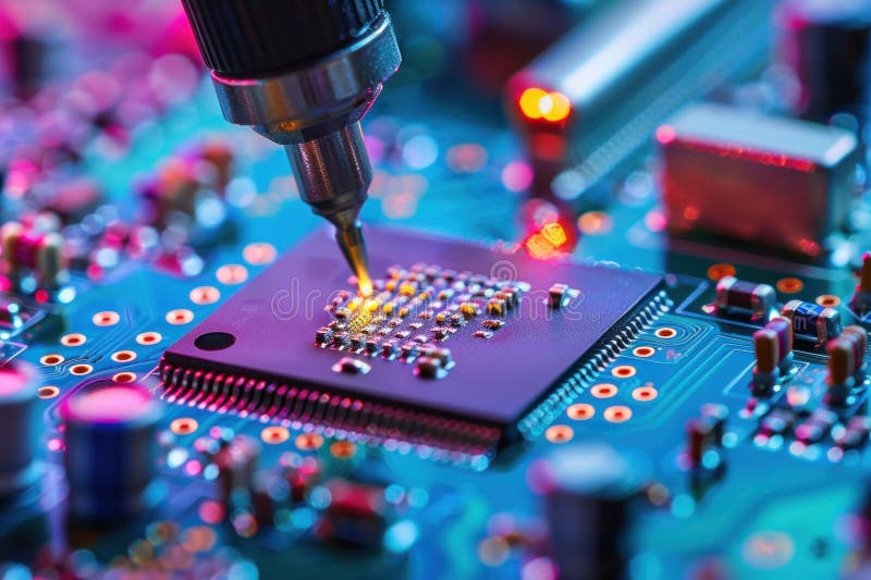 Automated Robotic Assembly Electronic Circuit Board Stock Image - Image ...