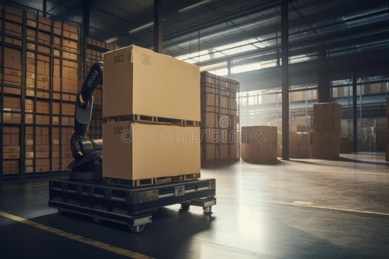 Automated Robotic Carrying Box in Warehouse, Distribution Logistics ...