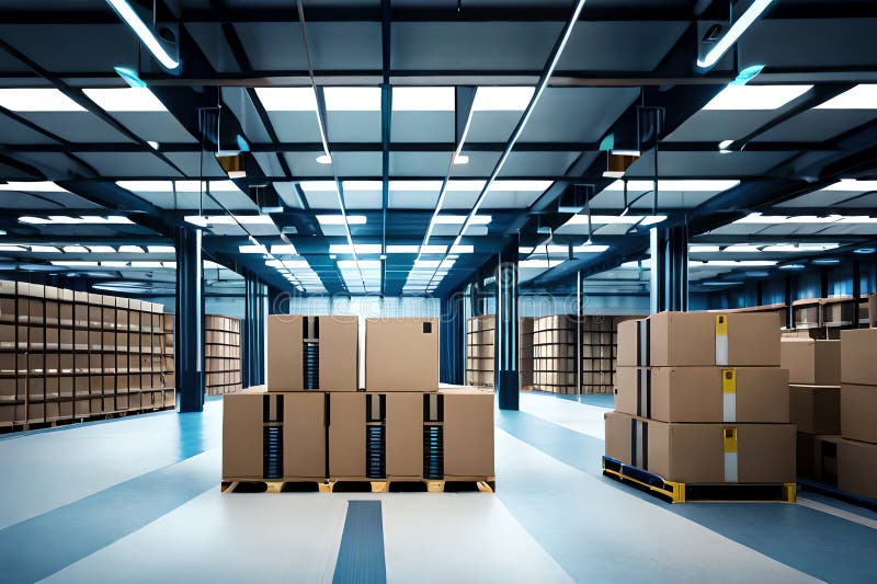 Automated Robotic Carrying Box in Warehouse, Distribution Logistics ...