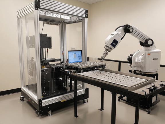 Automated Robotic Precision Assembly System in Lab Stock Photo - Image of system, precision ...