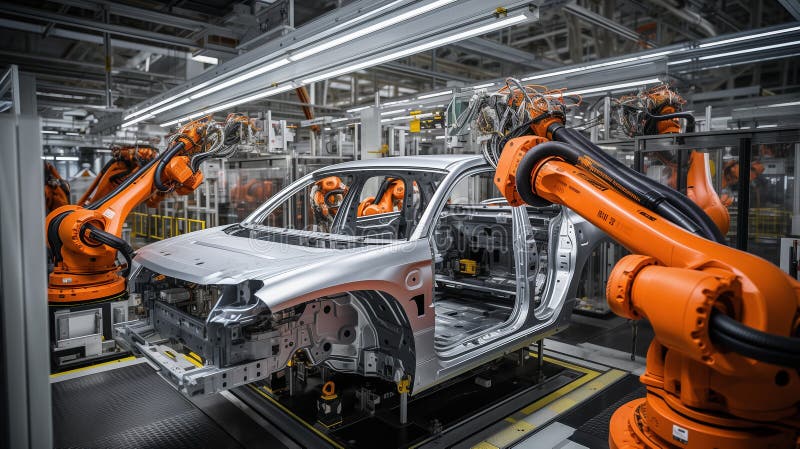 Automated Robotic Welding for Car Body Assembly Stock Illustration ...