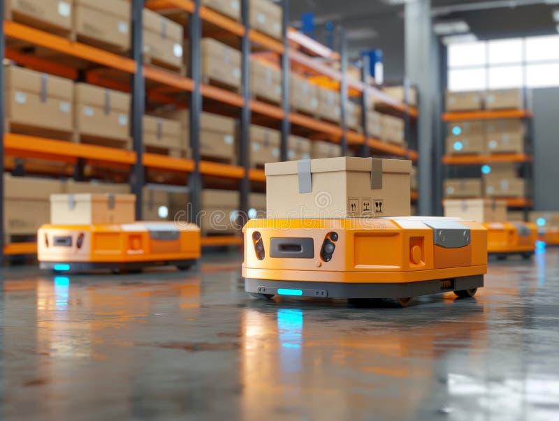 Automated Robots in Modern Warehouse Stock Photo - Image of industrial ... Automated Robots in Modern Warehouse Stock Photo - Image of industrial ...