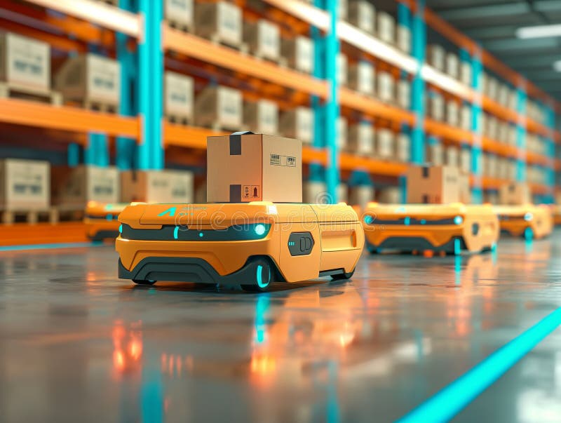 Automated Robots in Modern Warehouse Stock Image - Image of industrial ... Automated Robots in Modern Warehouse Stock Image - Image of industrial ...
