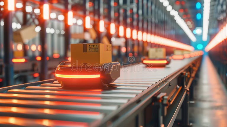 Automated Robots Sorting Packages in a Modern Distribution Stock ...