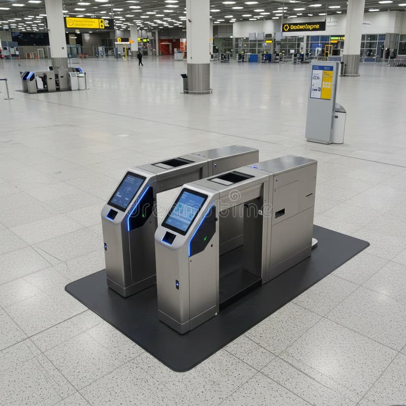 Automated Security Gate System in an Airport Terminal, Featuring Two ...