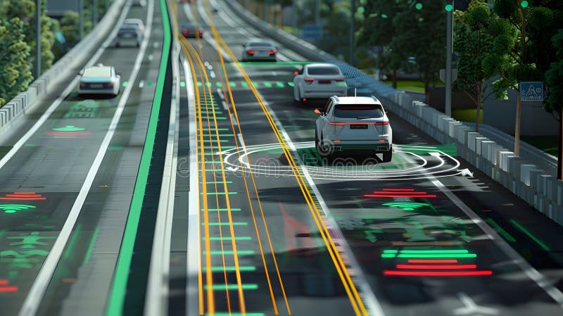 Automated Smart Traffic Lanes Systems Technology Stock Illustrations ...