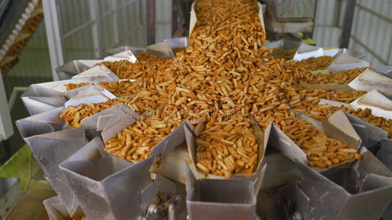 Automated Snack Packaging System Sorting Crispy Snack Sticks Stock ...
