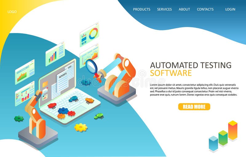 Automated Software Testing Landing Page Website Vector Template Stock ...