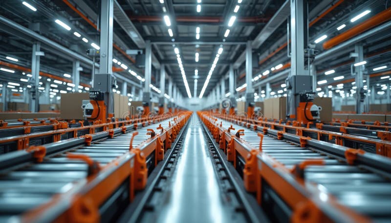 Automated Sorting Facility with Conveyor Belts for Logistics, Delivery ...