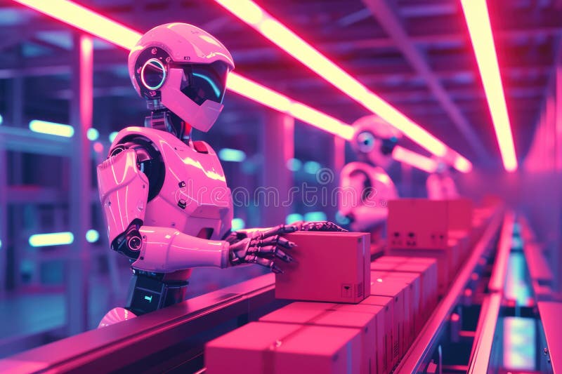 Automated Sorting: Futuristic Box Handling. Stock Illustration ...