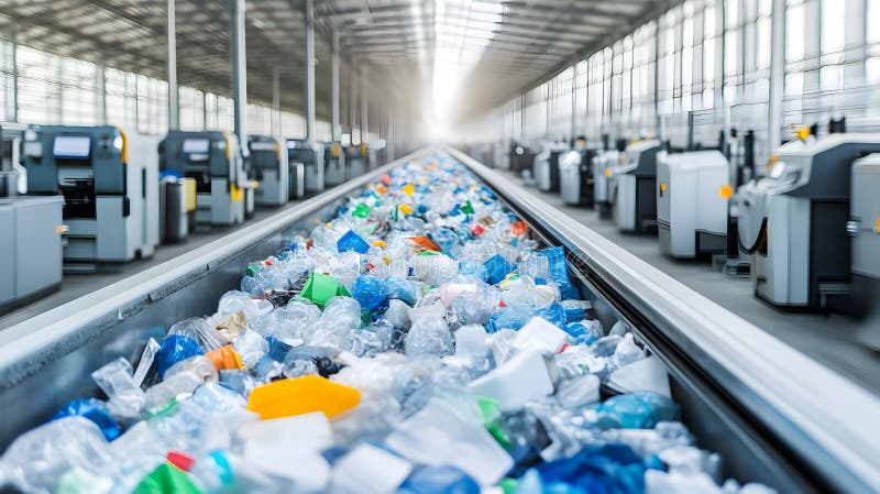 Automated Sorting Line Recycled Plastic Material Processing Plant Stock ...