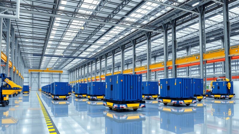 Automated Storage System in High-Tech Warehouse Stock Image - Image of ...