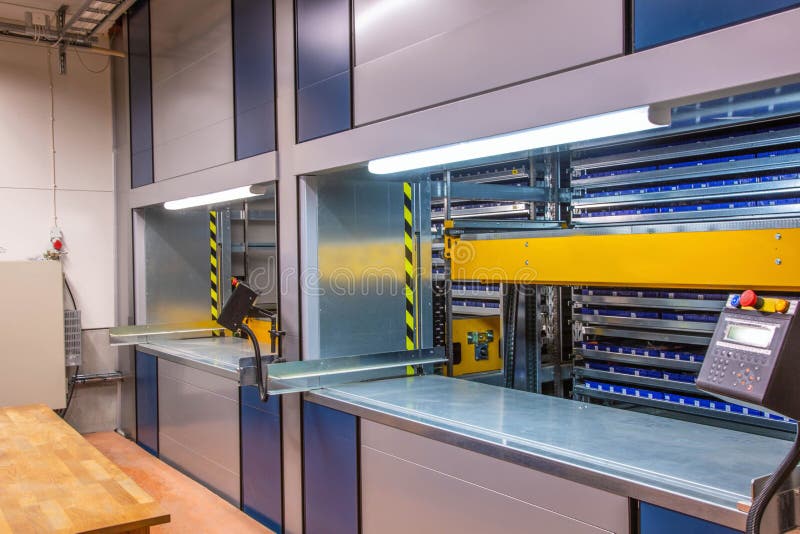 Automated Storage System in the Warehouse.Vertical Carousel Storage ...