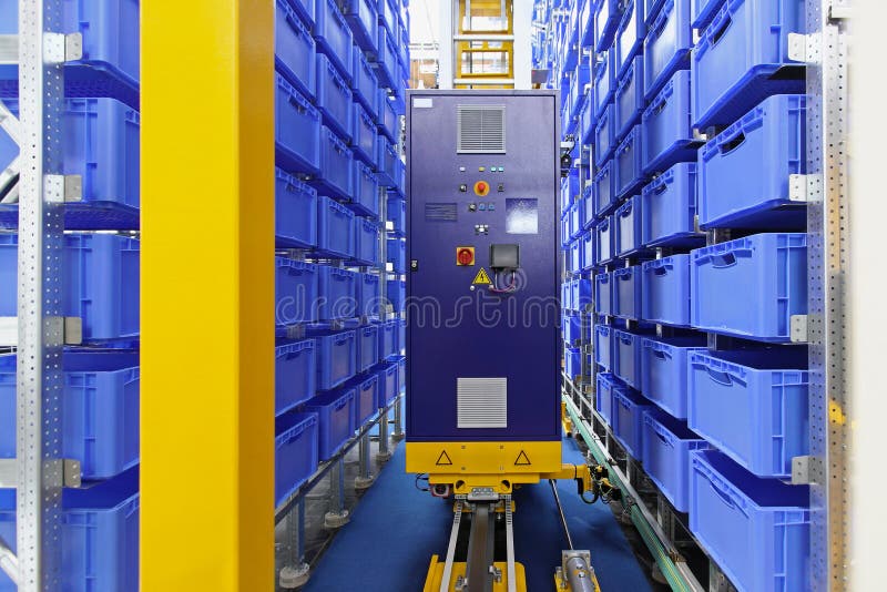 Warehouse bin trays stock image. Image of yellow, storehouse - 27789297