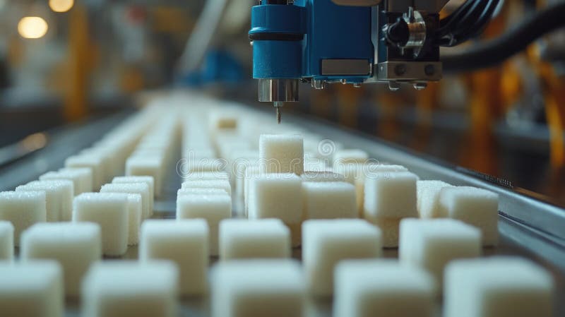 Automated Sugar Cube Production Line in Modern Factory Setting Stock ...