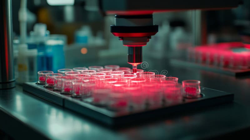 Automated System Dispensing Samples into Test Tubes Stock Illustration ...