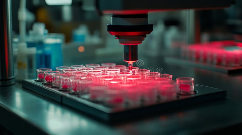 Automated System Dispensing Samples into Test Tubes Stock Illustration ...