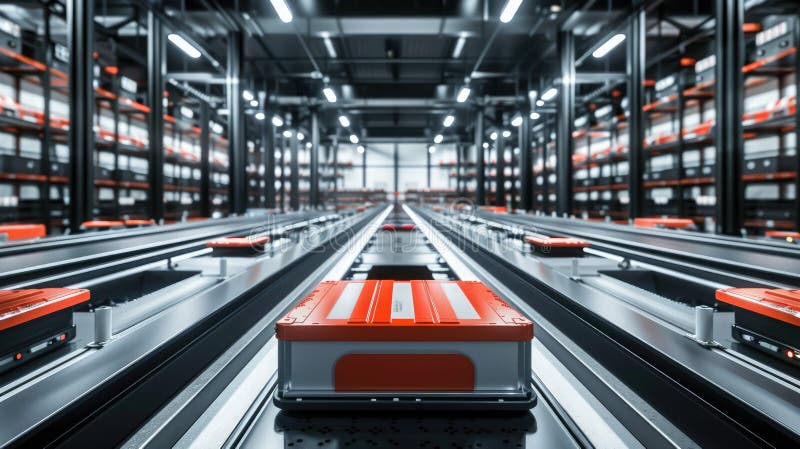 Automated System Organizing Battery Packs in a Modern Warehouse ...