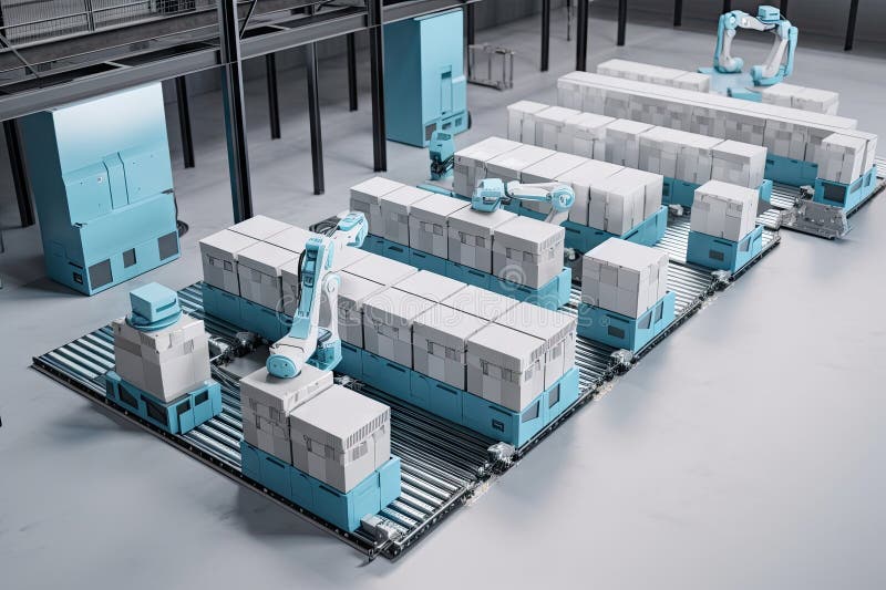Automated System, with Robots Transporting and Stacking Heavy Boxes ...