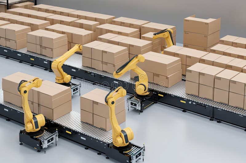 Automated System, with Robots Transporting and Stacking Heavy Boxes ...