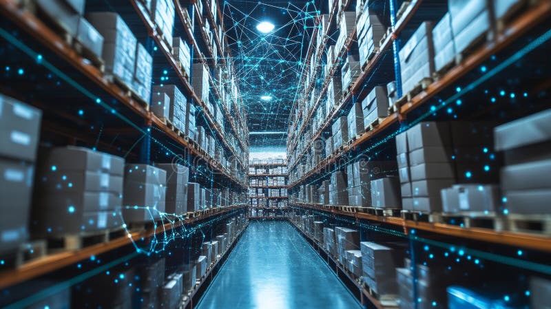 Automated System Tracking Warehouse Inventory Levels Stock Photos ...