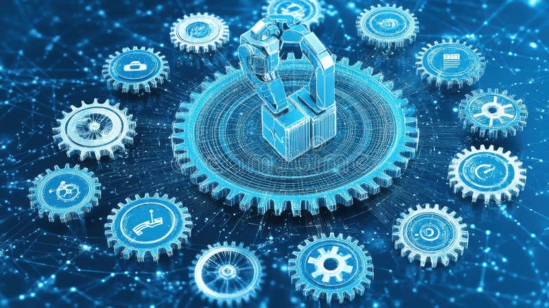 Automated Systems & Interconnected Gears Stock Illustration - Illustration of systems, design ...