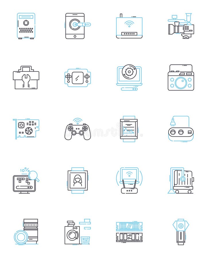 Automated Systems Linear Icons Set Robotics Efficiency Precision