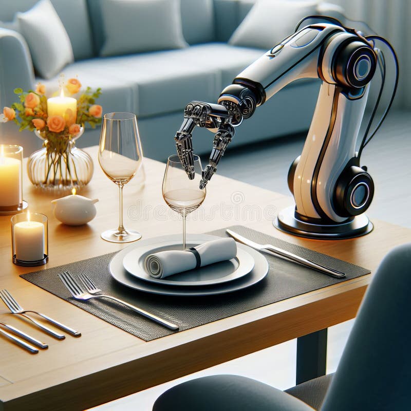 Automated Table Setting Robotic Arms Set the Table with Precisio Stock ...