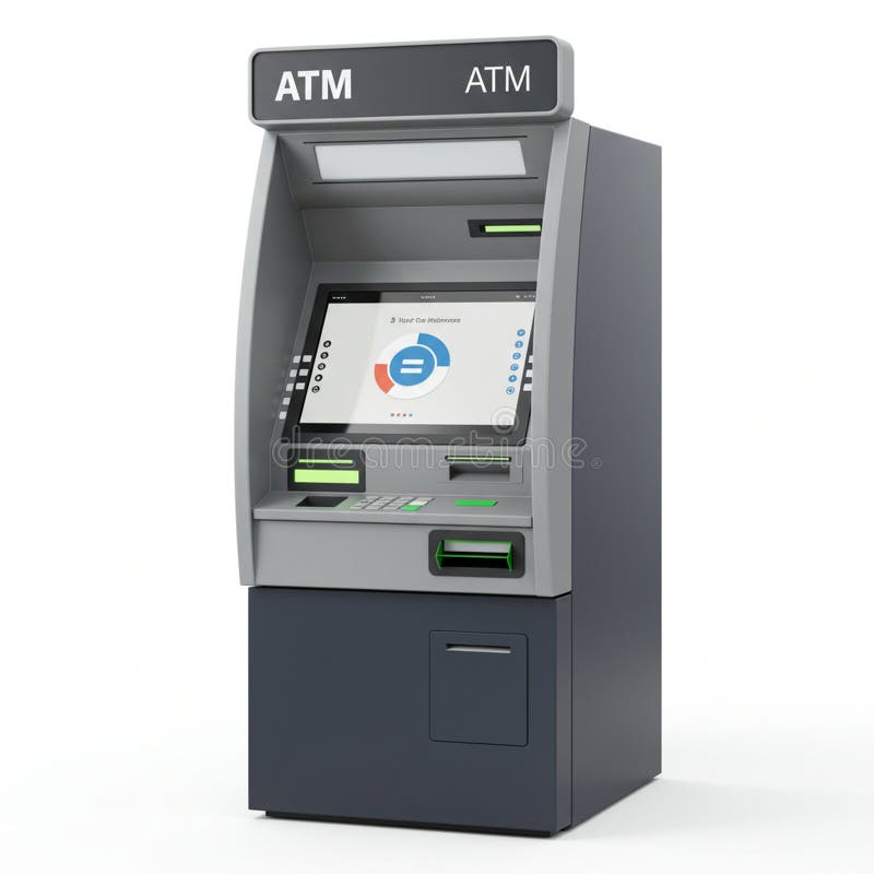 Automated Teller Machine (ATM) with a Modern Design Features a Touchscreen Stock Illustration ...