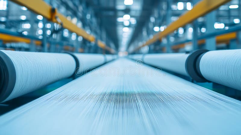 Automated Textile Manufacturing Process and Spooling Fabric in Blue ...