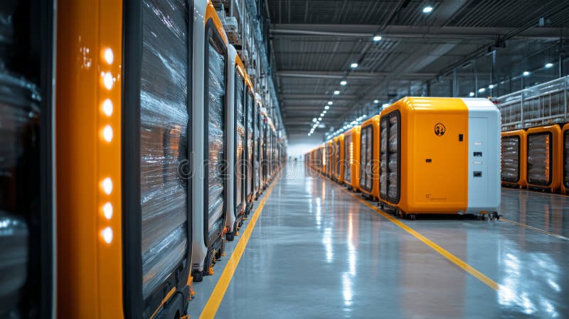 Innovative Logistics Center Showcasing Automated Transport Robots in a ...