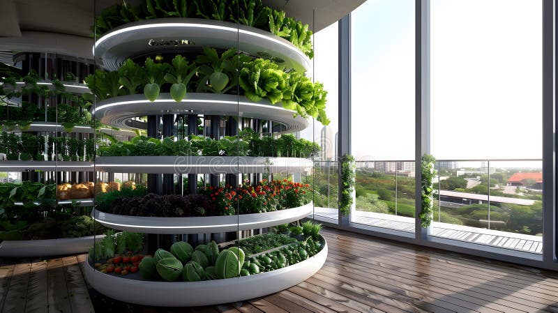 Automated Urban Farming Systems Stock Illustration - Illustration of ...