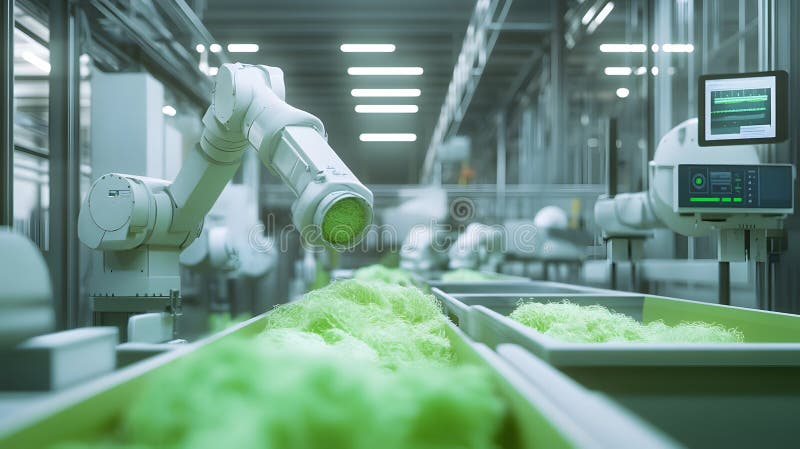 Automated Vegetable Processing in a Modern Factory Stock Illustration - Illustration of green ...