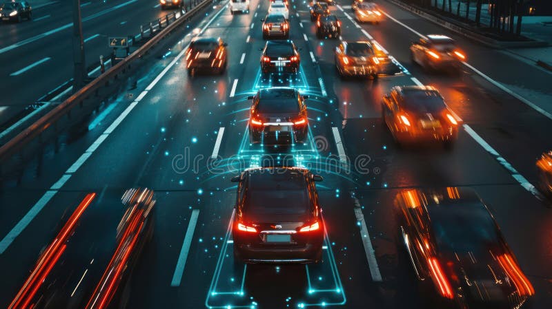 Automated Vehicle Navigating through Traffic Stock Illustration ... Automated Vehicle Navigating through Traffic Stock Illustration ...