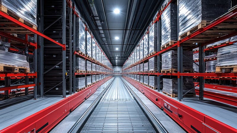 Automated Warehouse with Conveyor Belts for Efficient Storage and ...