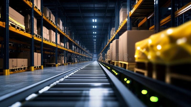 Automated Warehouse Conveyor System Showcasing Efficient Package ...