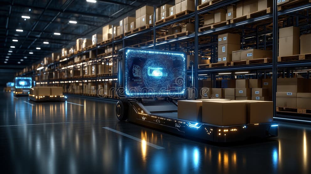Automated Warehouse Delivery System Stock Image - Image of futuristic ...