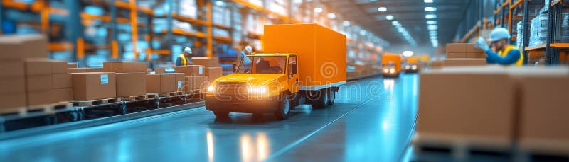 Automated Warehouse with Delivery Truck Loading Stock Illustration ...