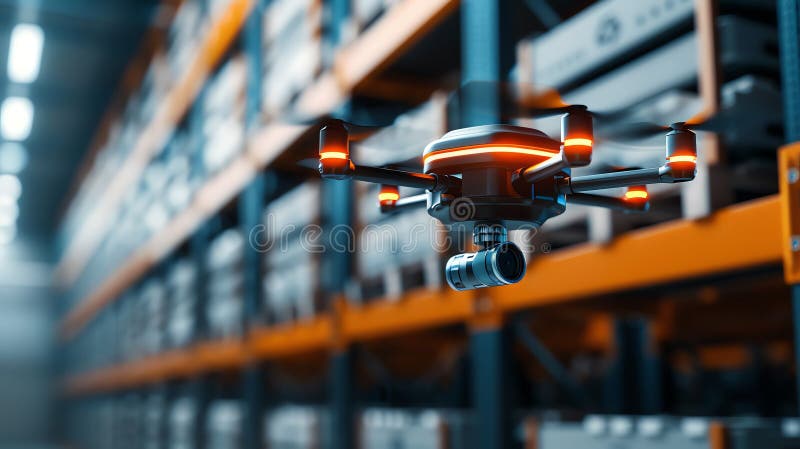 Automated Warehouse with Drones, Robotic Systems, and AI Technology ...