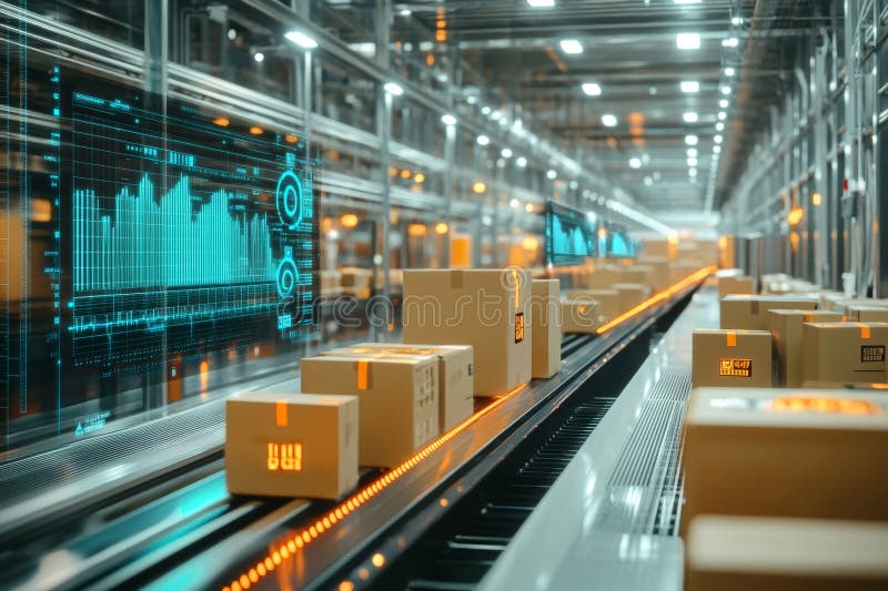 Automated Warehouse Features Conveyor Belt and Digital Tracking for Efficient Logistics ...
