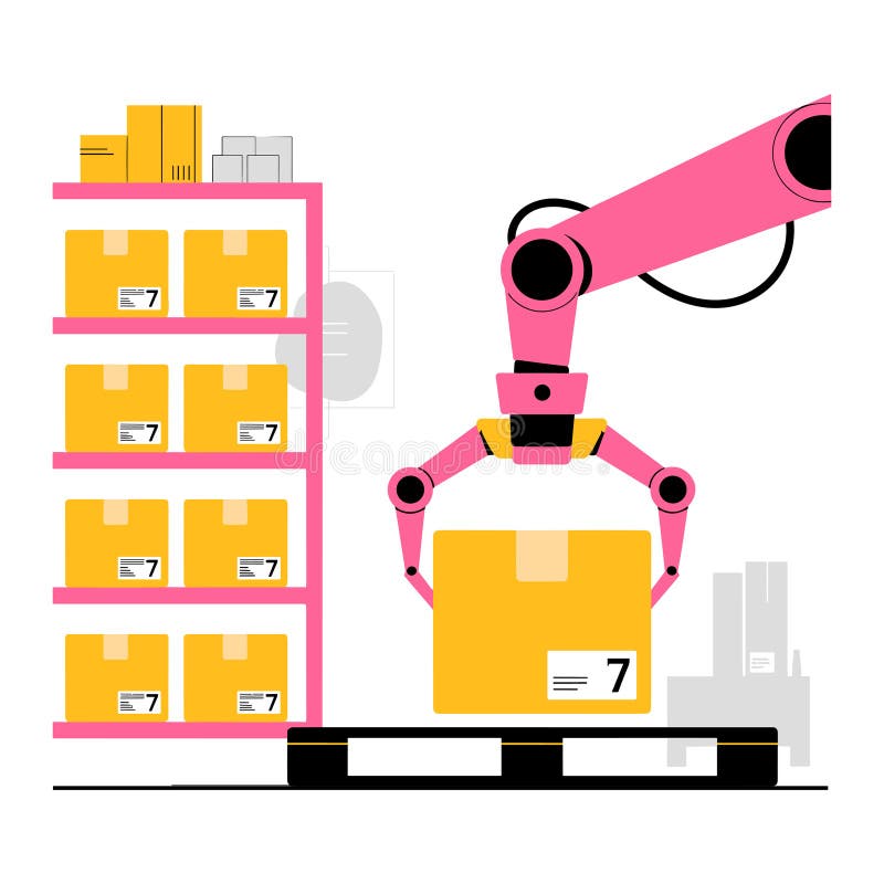 Automated Warehouse Flat Vector Art Stock Vector - Illustration of ...
