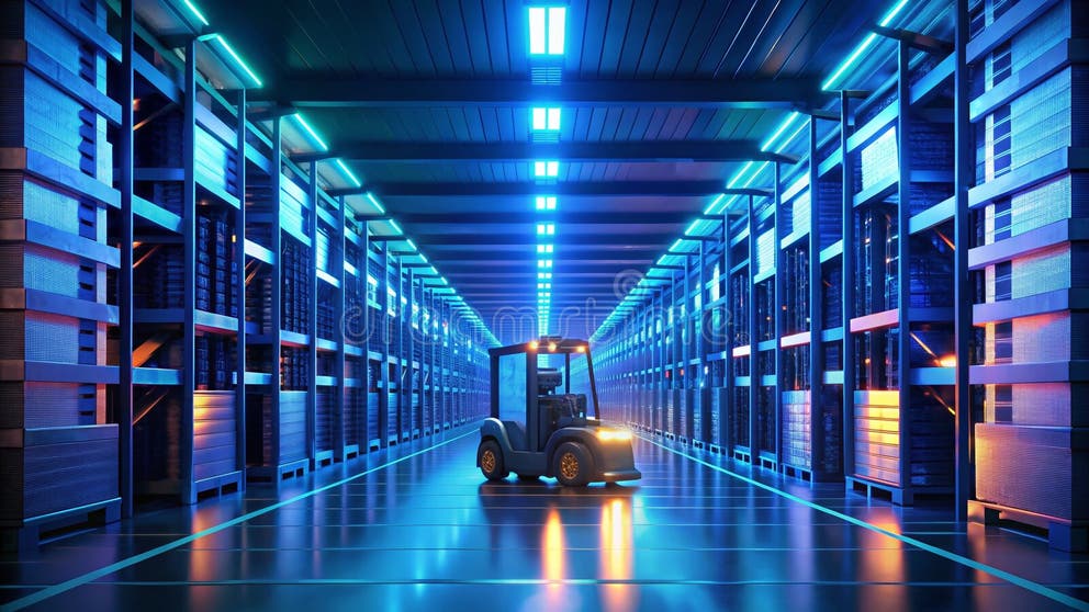 Automated Warehouse of the Future a Forklift Navigates a Network of ...