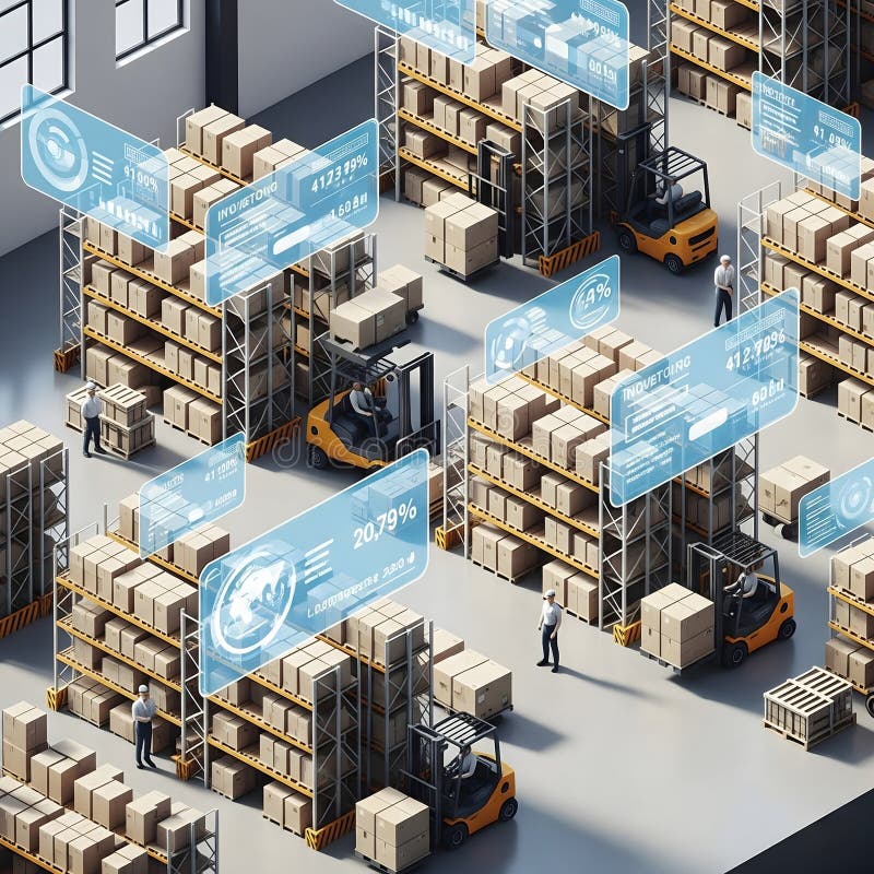 Automated Warehouse Logistics Stock Illustration - Illustration of efficiency, shipping: 403064490