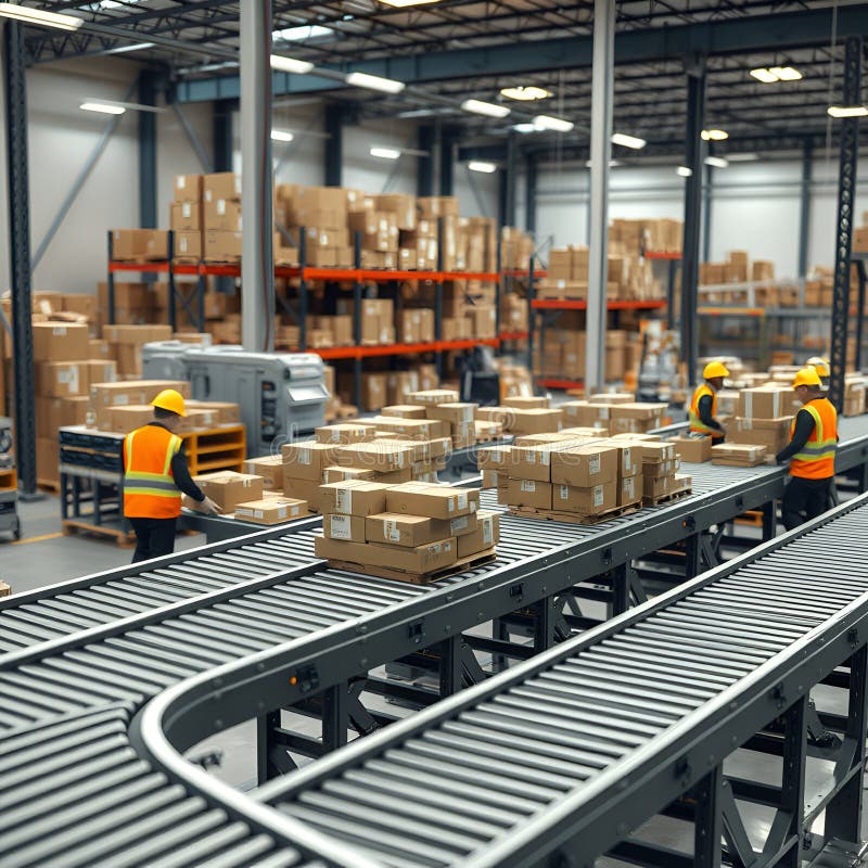 Automated Warehouse Logistics and Parcel Distribution Center Stock ...